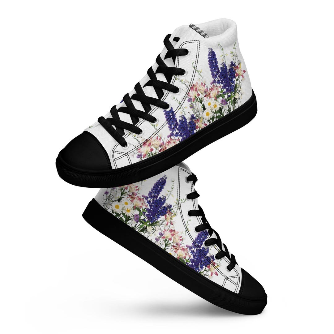 White Wildflower Meadow High Top Converse Floral Converse Shoes, Flower ...