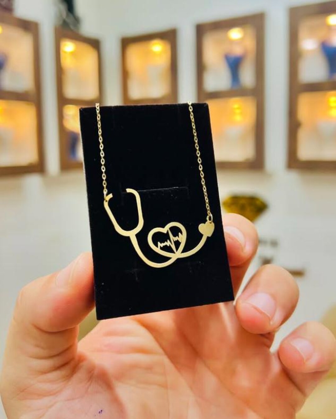 Stethoscope Necklace - Heartbeat Pendant - Medical Jewelry for Doctors ...