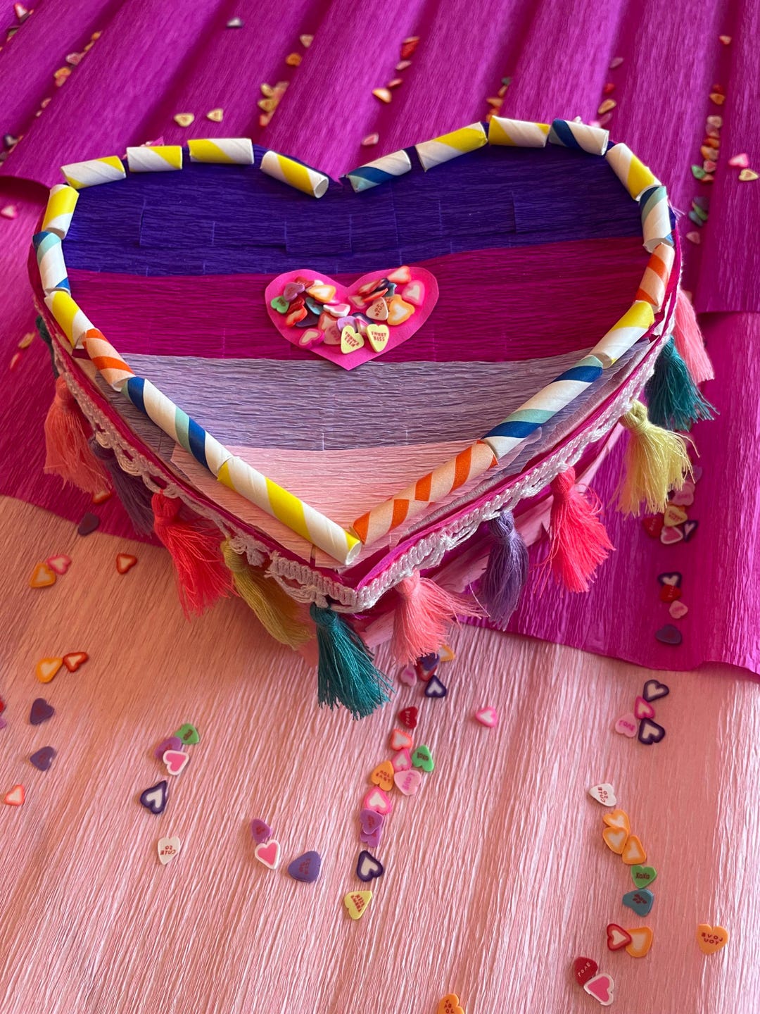 Multi Media Fringe Heart Pinata - Etsy