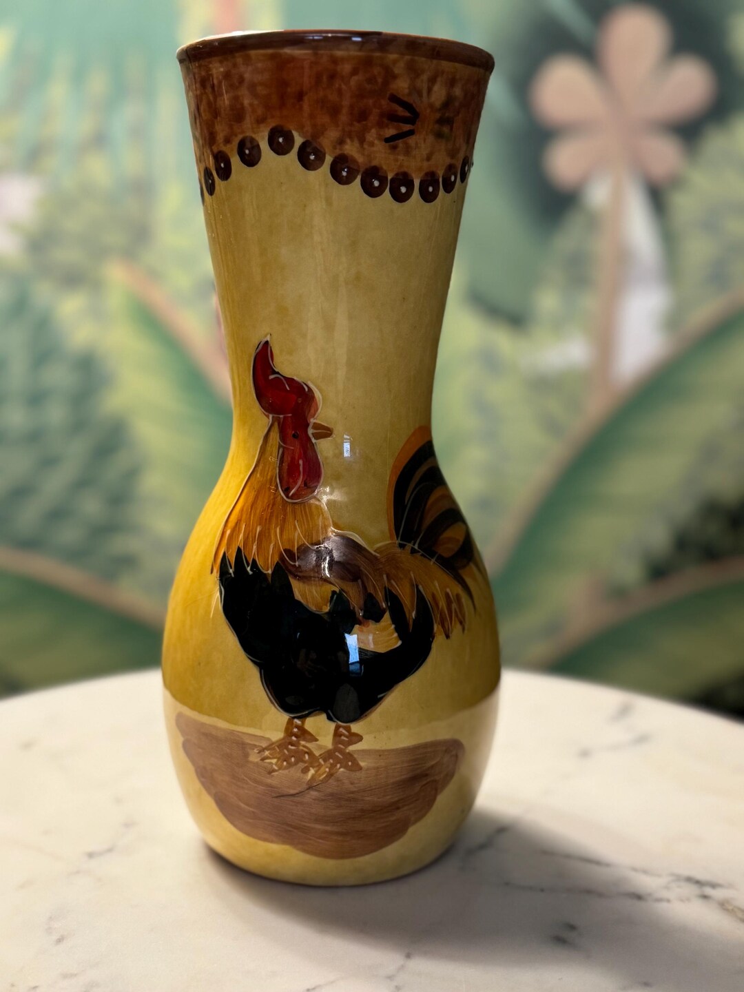 Tuscan Rooster Hand-painted Vase, Italian Farmhouse Charm. - Etsy