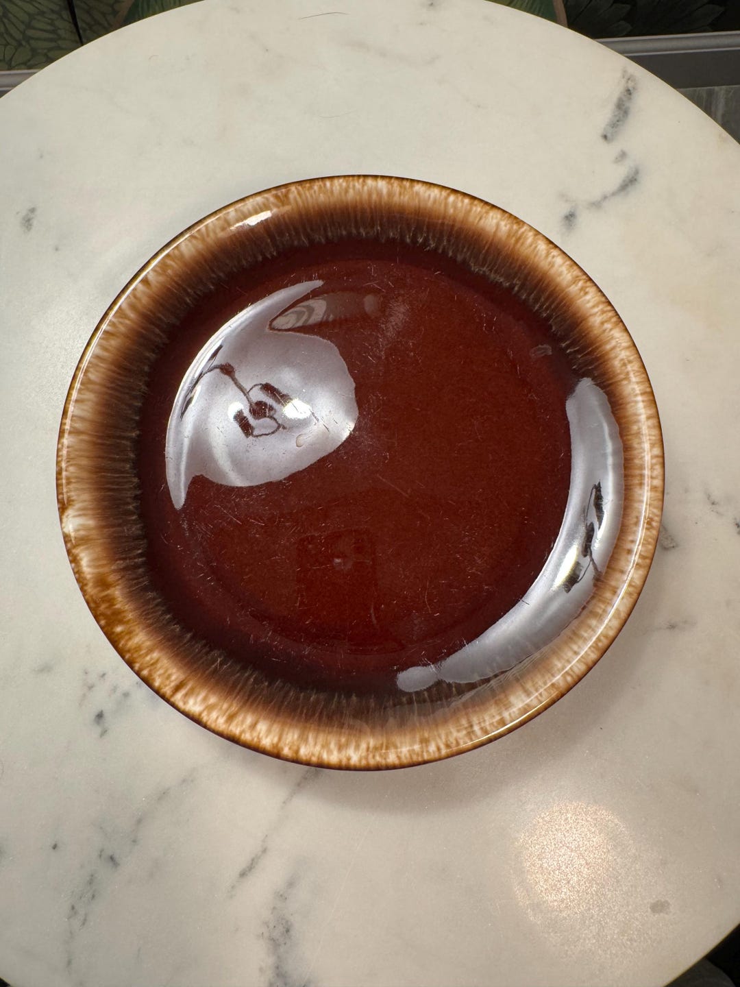 Possibly Hull Pottery Brown Drip Salad Plates, Rustic Mid Century ...