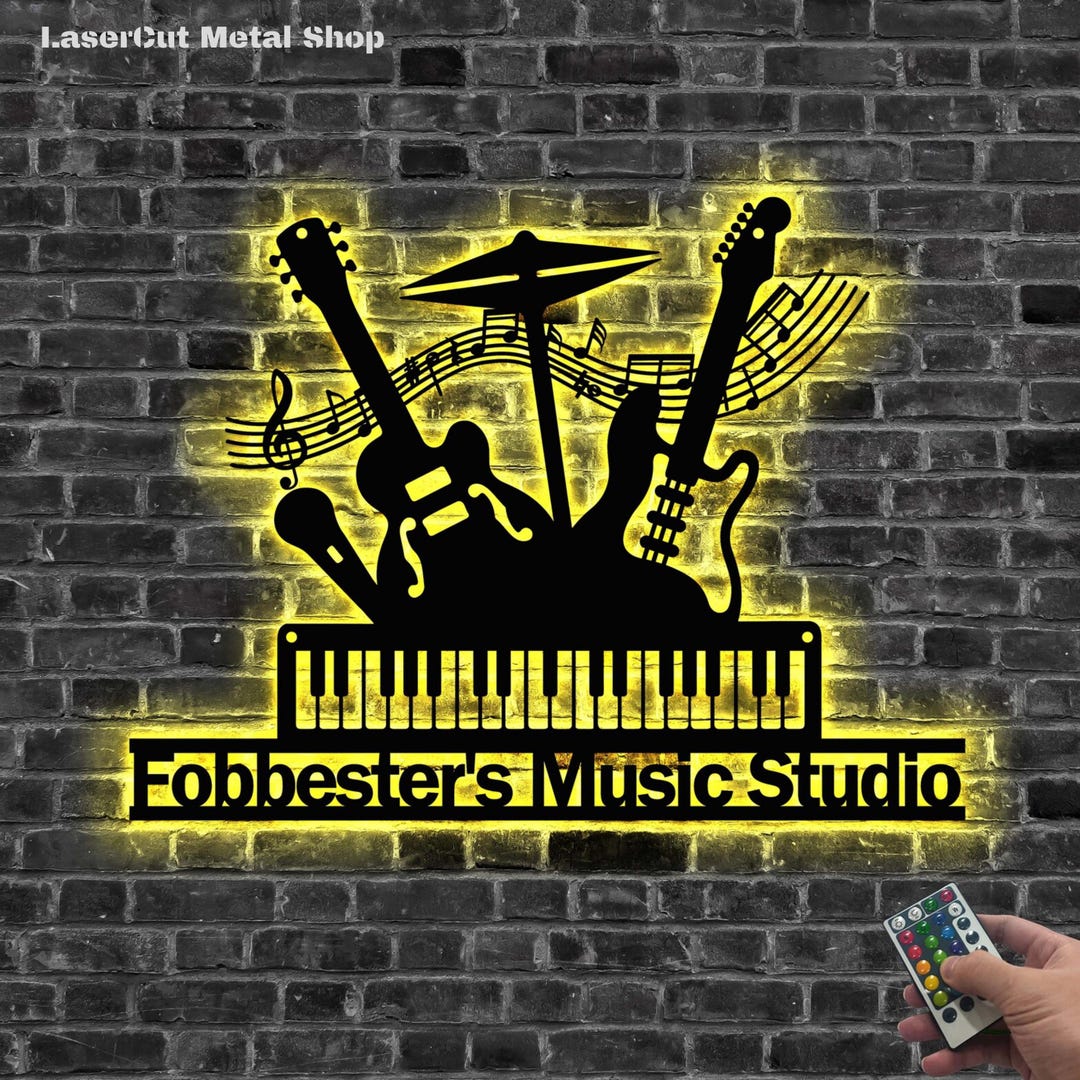 Personalized Music Room Metal Sign – Custom Instrument Wall Art, Music ...