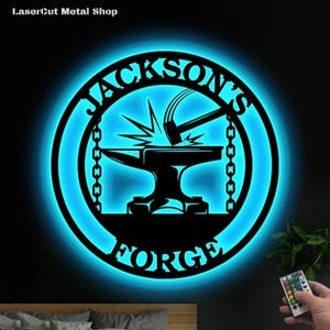 Personalized Blacksmith Forge Metal Sign – Custom Anvil & Hammer Wall ...