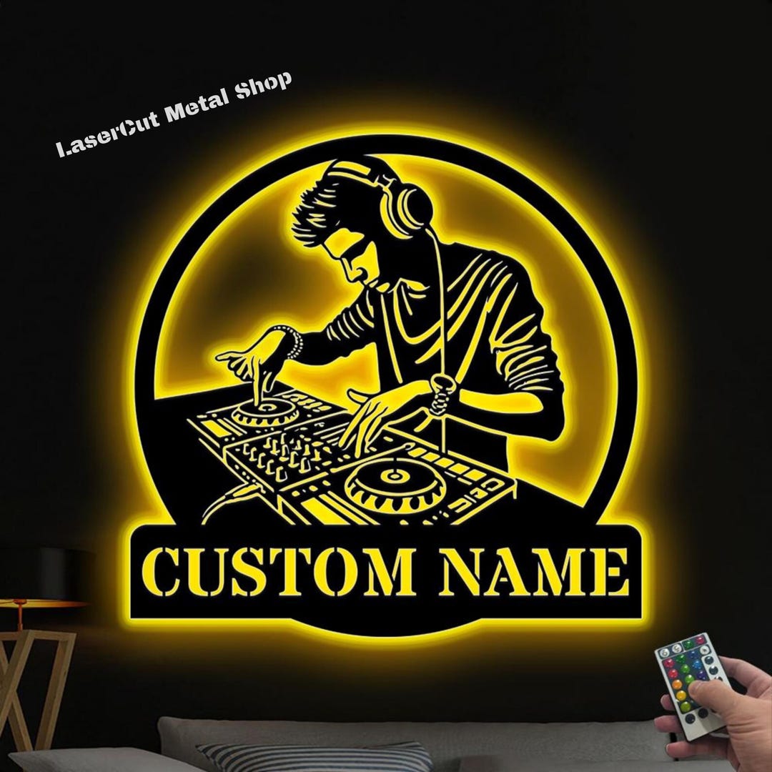 Custom DJ Led Metal Sign – Personalized Deejay Wall Light, DJ Room ...
