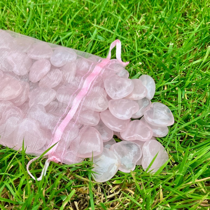 Mini Rose Quartz Crystal Hearts: Polished Gemstone Healing Stones - Etsy