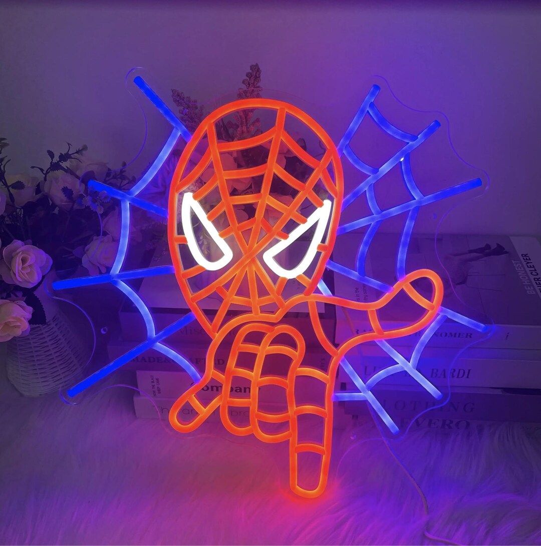 Spider LED Neon Sign Superhero Neon Decor Spider Man Wall Decor Custom ...