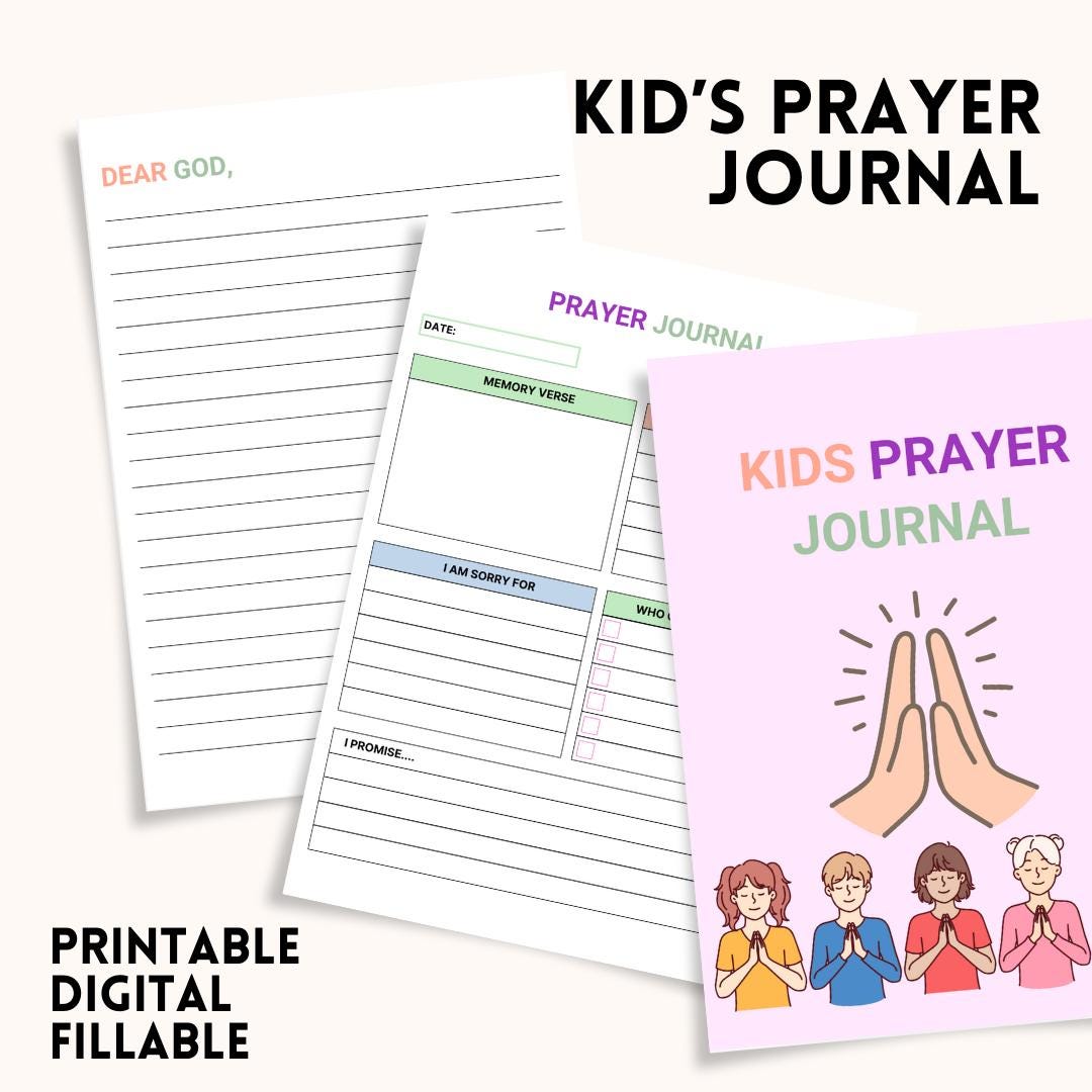 KIDS PRAYER JOURNAL Printable, Children's Guided Prayer Book, Daily ...
