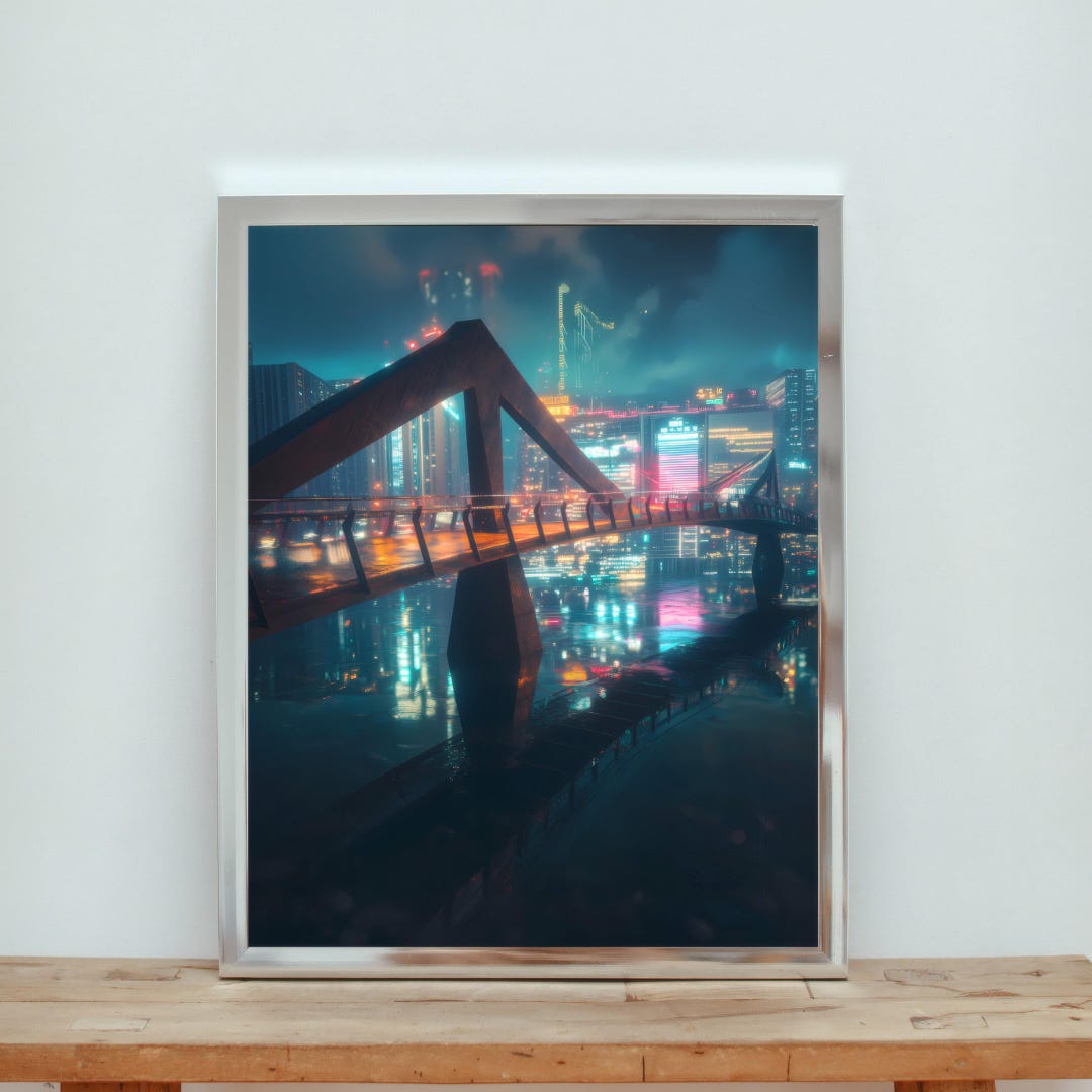 Cyberpunk Twilight Crossing Wall Art | Digital Download | Midjourney AI ...