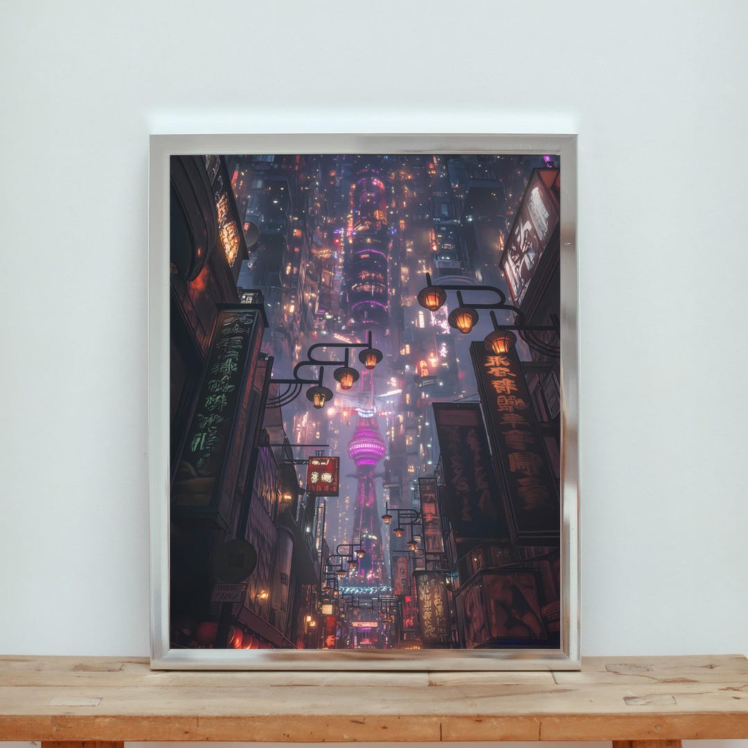 Neon Cyberpunk Cityscape Wall Art: Osaka Photography (digital Download ...