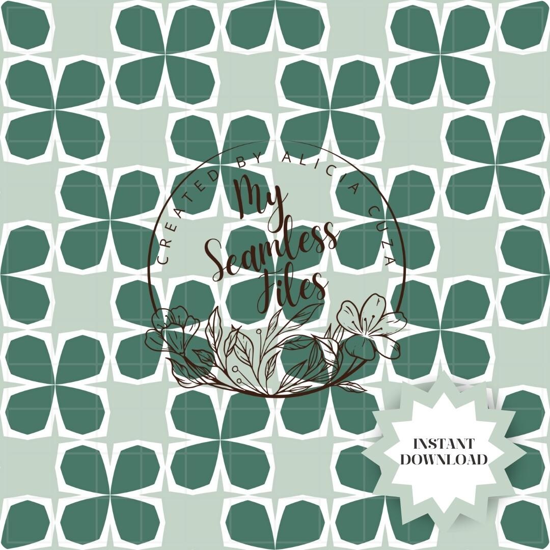 St Patrick's Day Four Leaf Clover Surface Pattern | Green Geometric ...