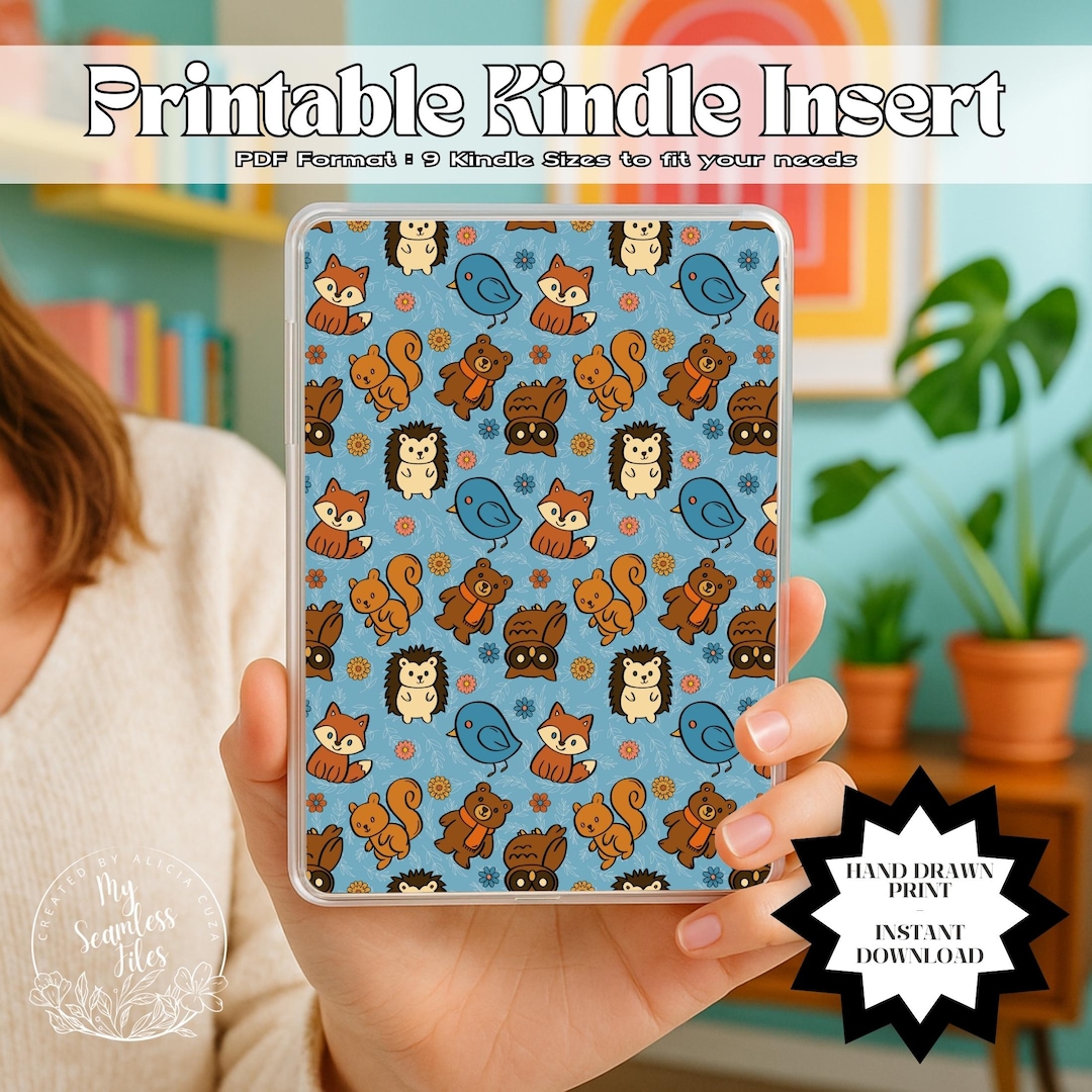 Hand Drawn Kids Animal Printable Kindle Insert Bundle Digital Download ...