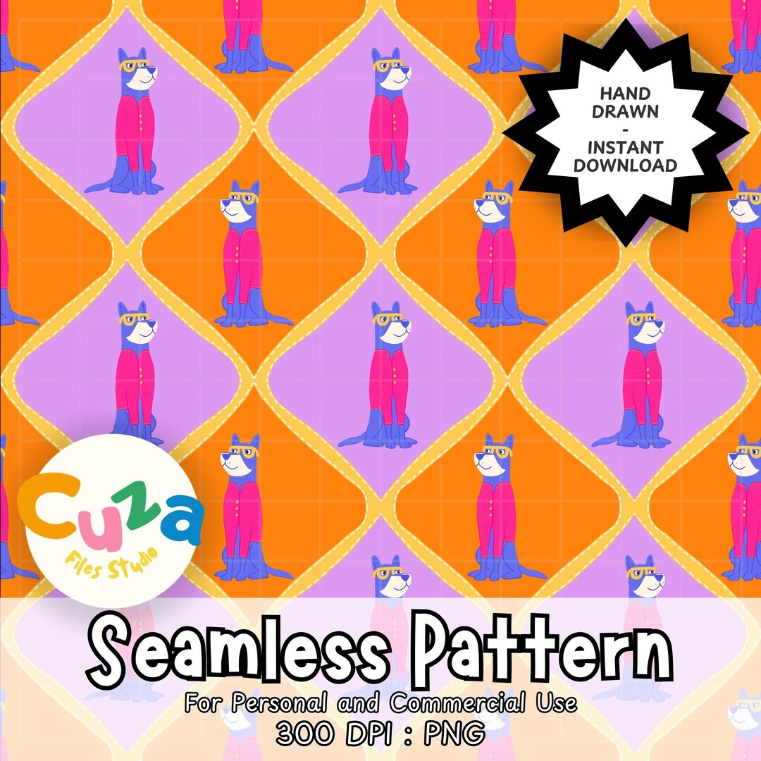 Great Dane Seamless Pattern Digital Paper, HAND DRAWN Retro Puppy Dog ...