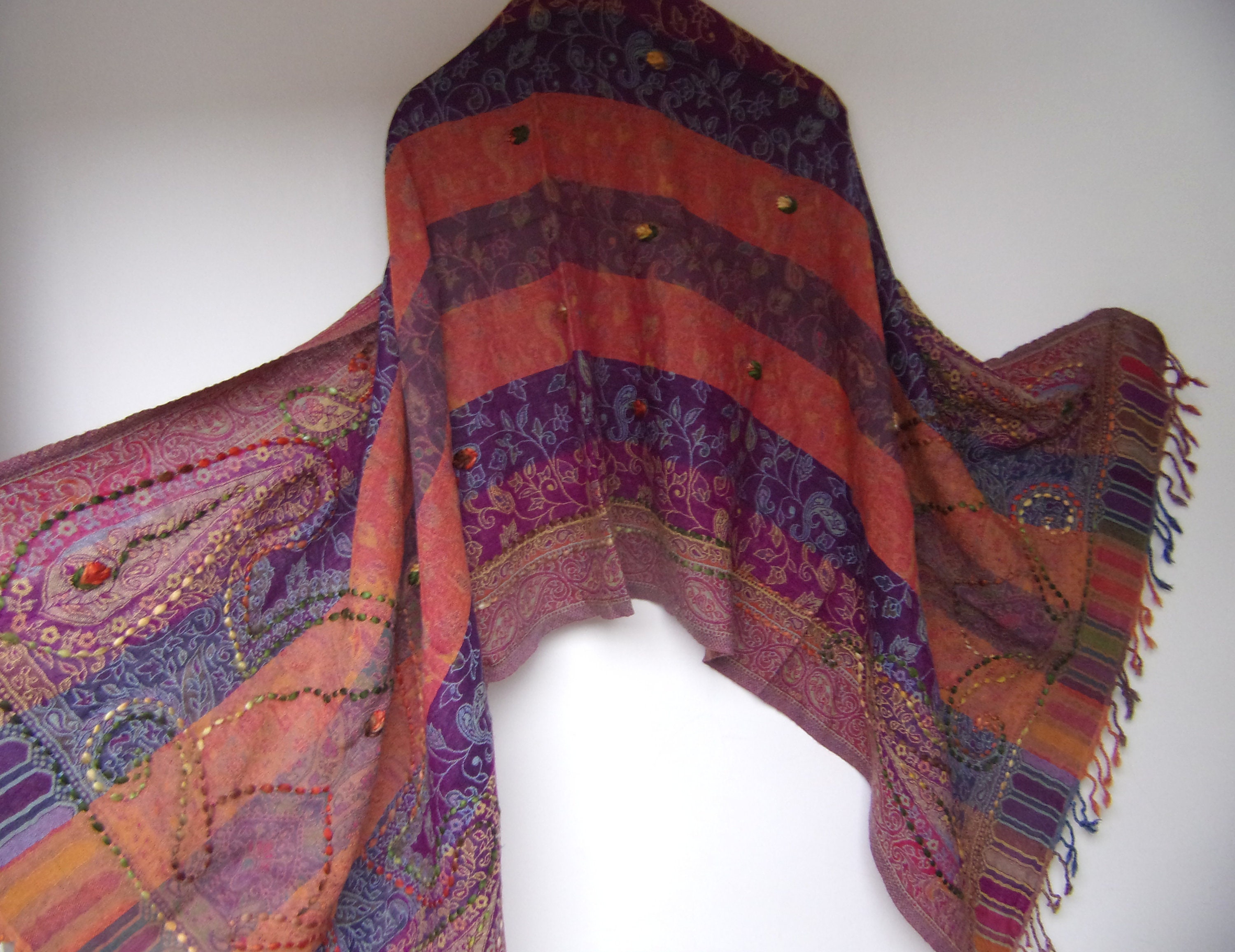 Soft Warm Wool Multicolour Scarf Shawl. Boiled wool | Etsy