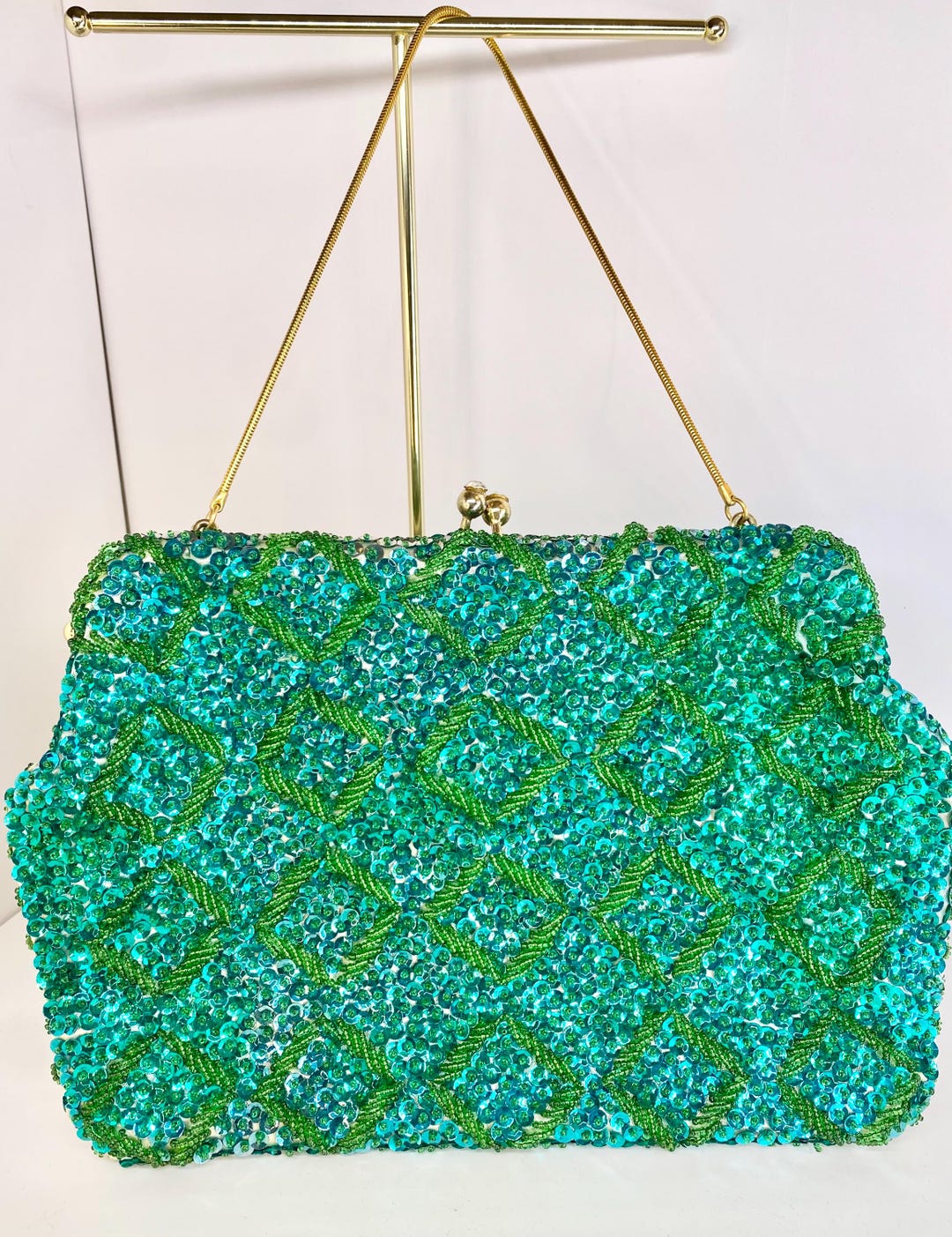 Vintage Clutch / Cocktail Purse / Richere Bag by WALBORG | Teal, Green ...
