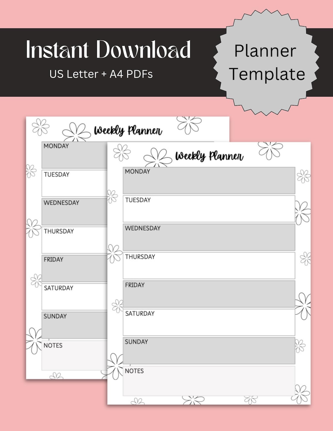 Flower Weekly Planner Printable | Weekly Calendar | Printable PDF ...