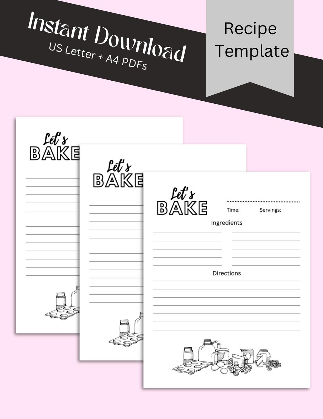 Recipe Template Printable | Cook Book Page | Recipe Organizer ...