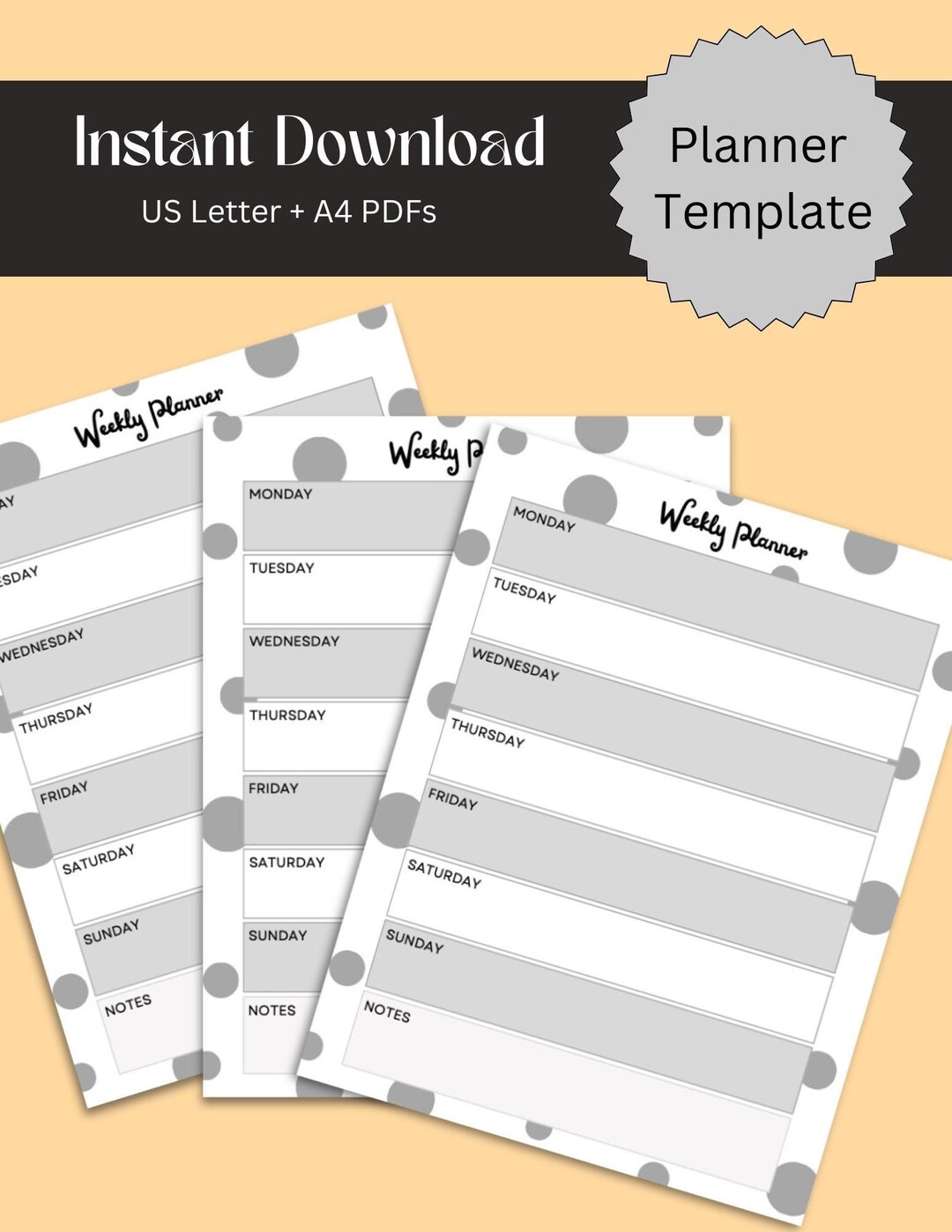 Dot Weekly Planner Printable | Weekly Calendar | Printable PDF ...