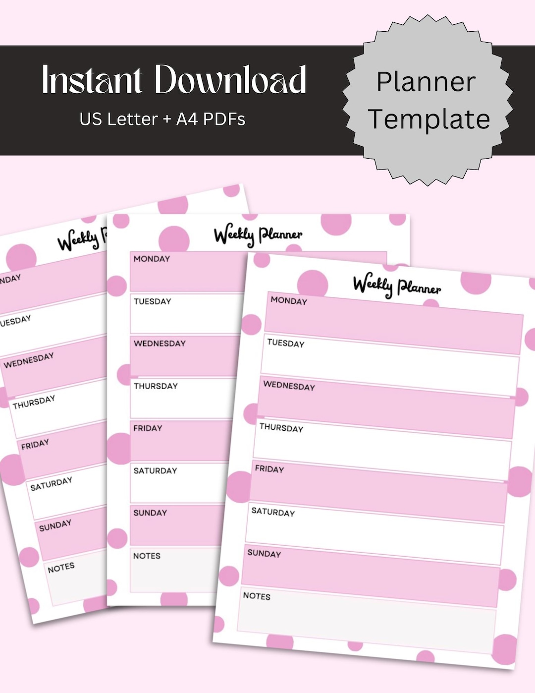 Dot Weekly Planner Printable | Weekly Calendar | Printable PDF ...