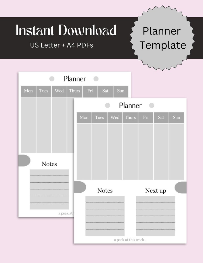 Weekly Planner Printable | Weekly Calendar | Printable PDF | Instant ...