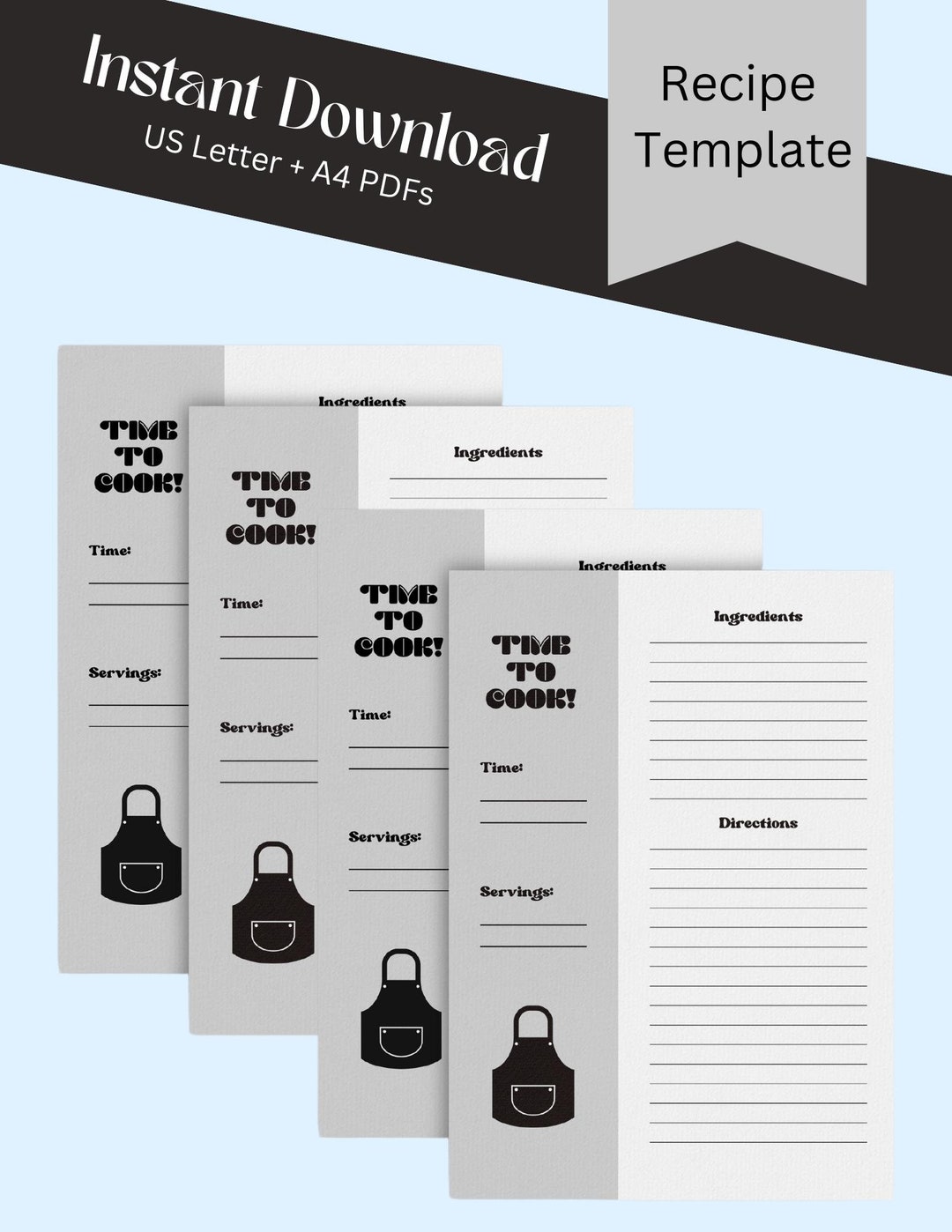 Recipe Template Printable | Cook Book Page | Recipe Organizer ...