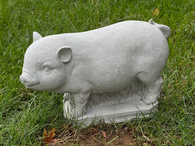 Pig Garden Figure 9 In, Standing Pig Statue, Cement Piggy Outdoor ...
