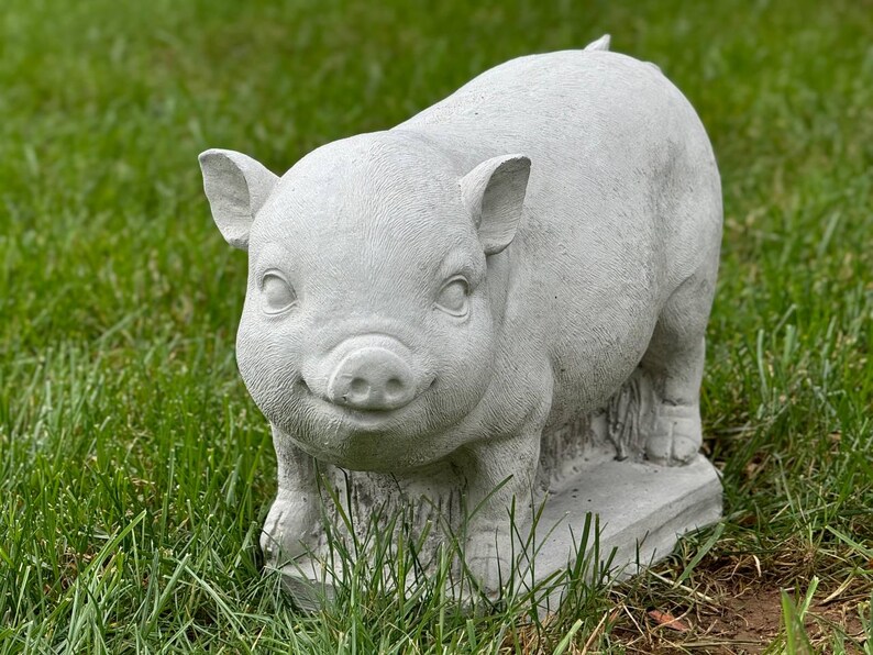Pig Garden Figure 9 In, Standing Pig Statue, Cement Piggy Outdoor ...
