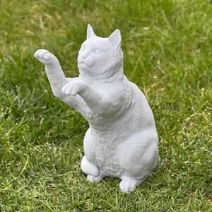 Standing Cat Sculpture Pet Memorial Stone Garden Kitten Statue Hand ...