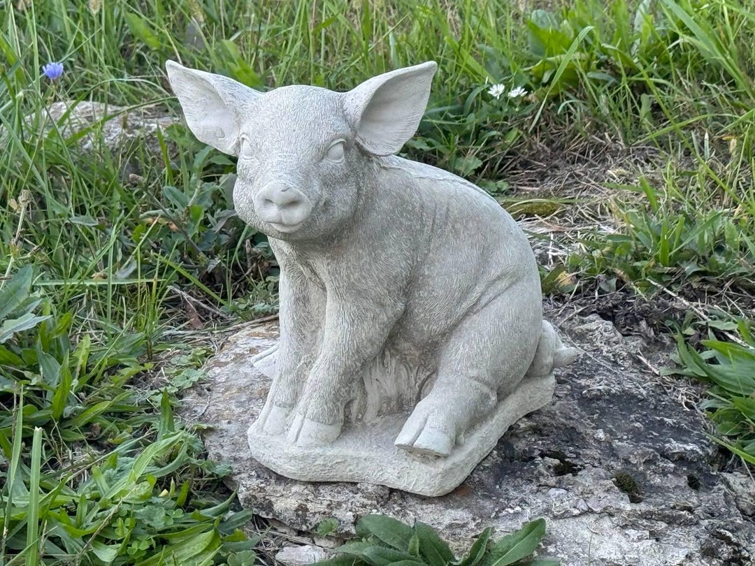 Pig Figure 11 In, Garden Piglet Concrete Statue, Wilbur Pig Outdoor ...