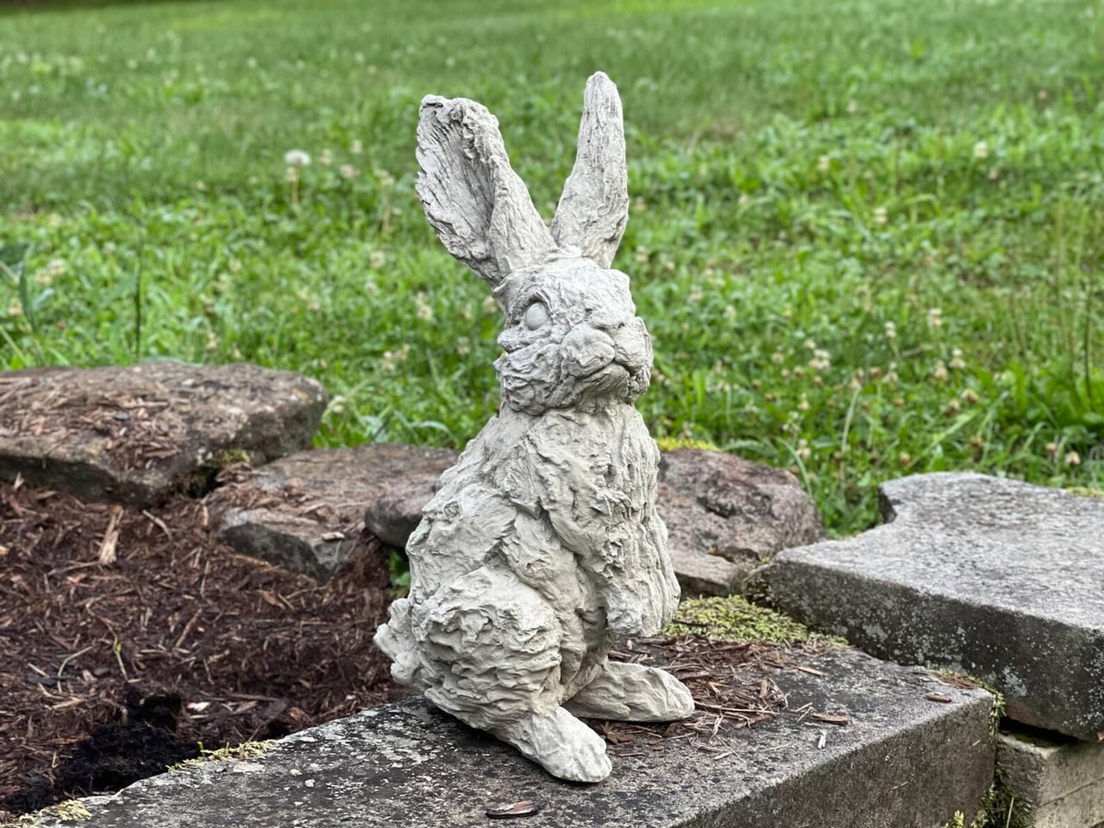Garden Rabbit 15 In, Concrete Bunny Statue, Outdoor Animal Decoration ...