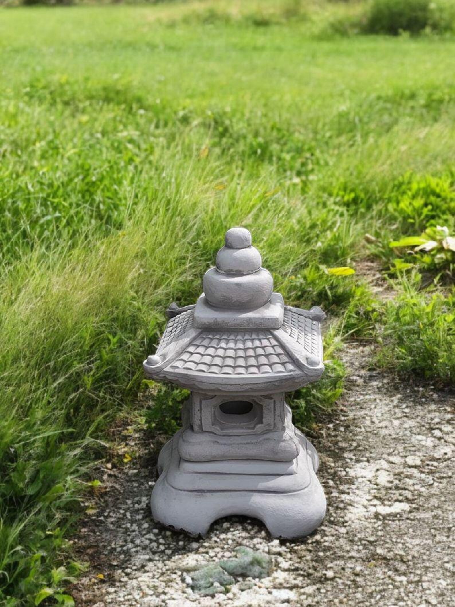 Painted Lantern Sculpture 24 In, Cement Japanese Garden Statue ...