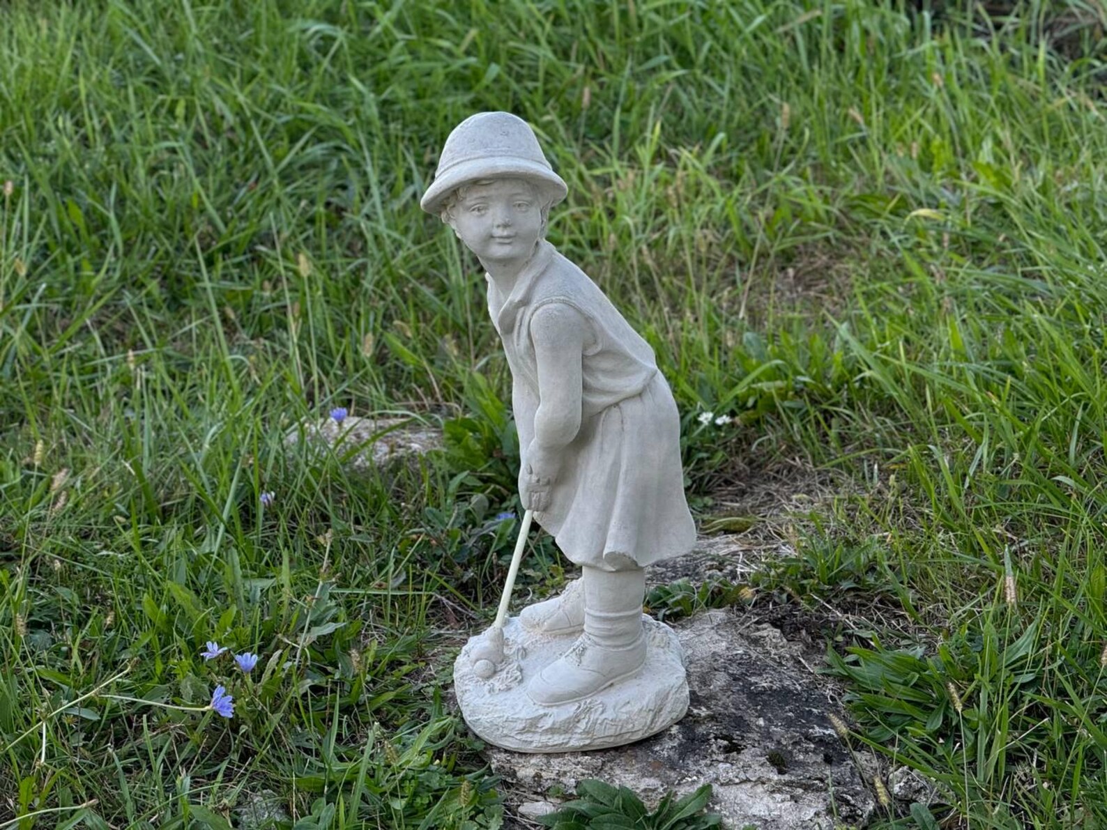 Golf Girl Statue 18 In, Concrete Golf Player Sculpture, Garden Golf ...