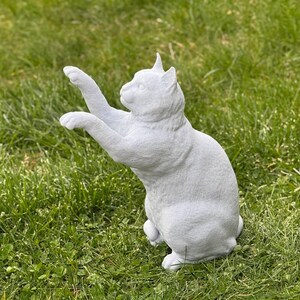 Standing Cat Sculpture Pet Memorial Stone Garden Kitten Statue Hand ...
