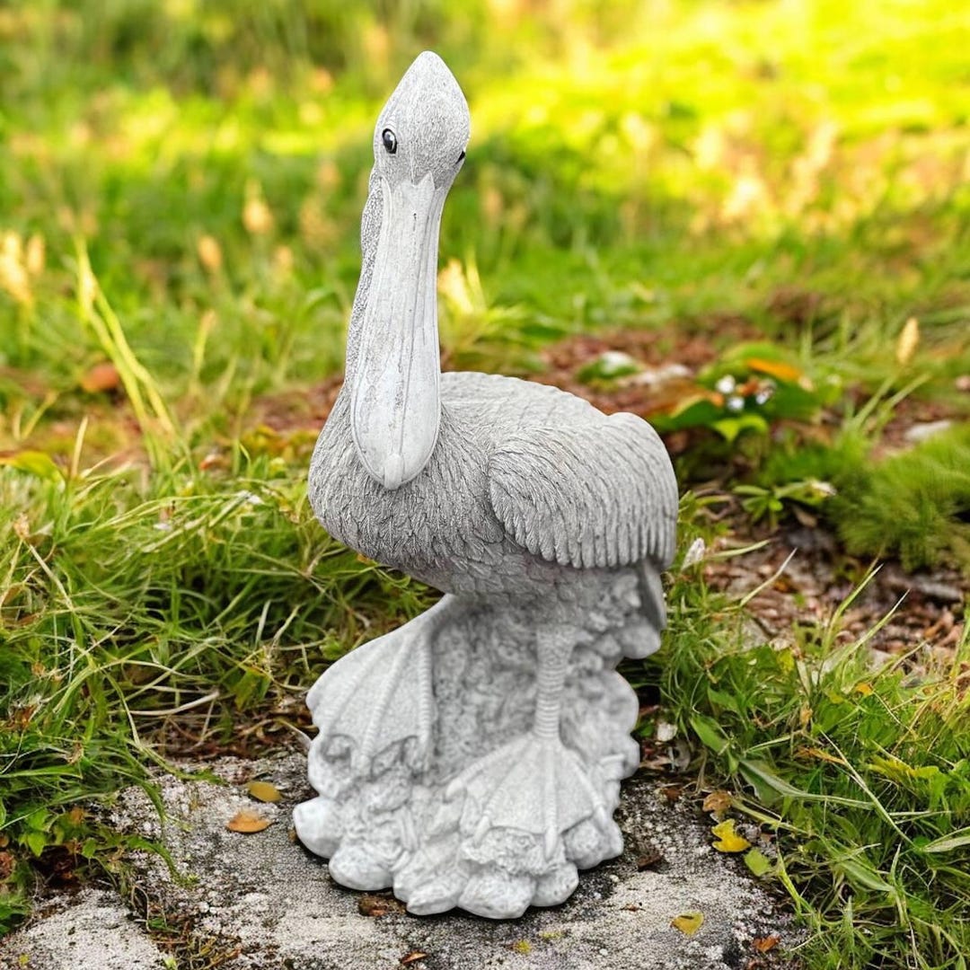 Pelican Stone Sculpture 14 In, Detailed Pelican Figure, Indoor Bird ...