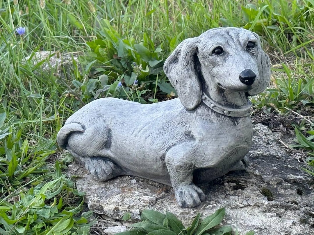 Dachshund Memorial 8 In, Outdoor Dog Sculpture, Concrete Dachshund ...