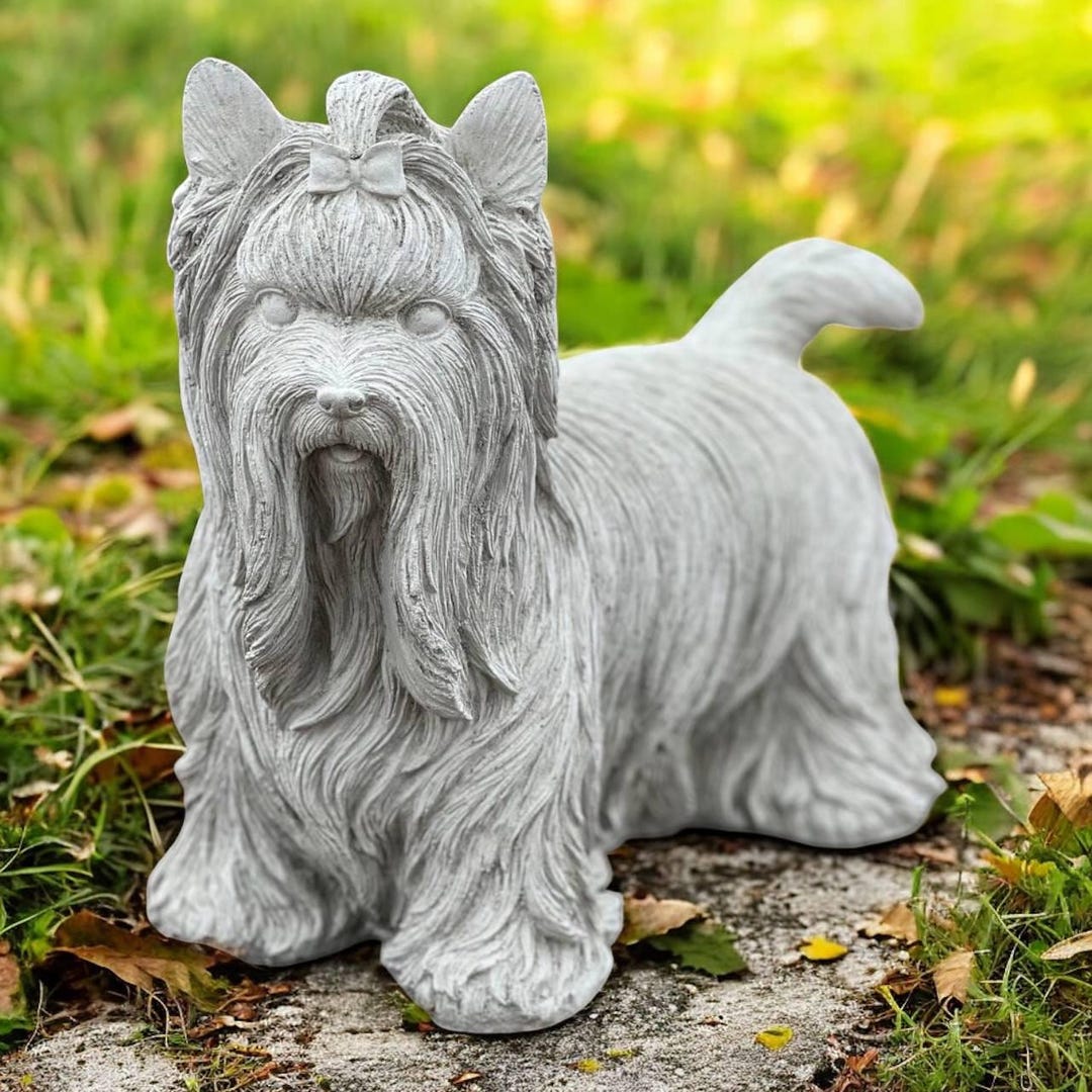 Unpainted Dog Memorial Figure 10 In, Cement Dog Grave, Yorkshire Owners ...