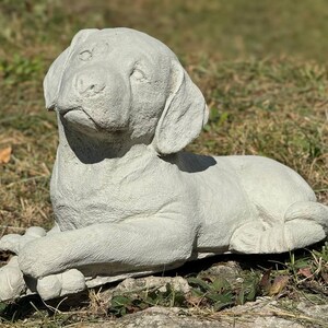 Labrador Statue 10 In, Outdoor Dog Memorial Rock, Laying Puppy With ...