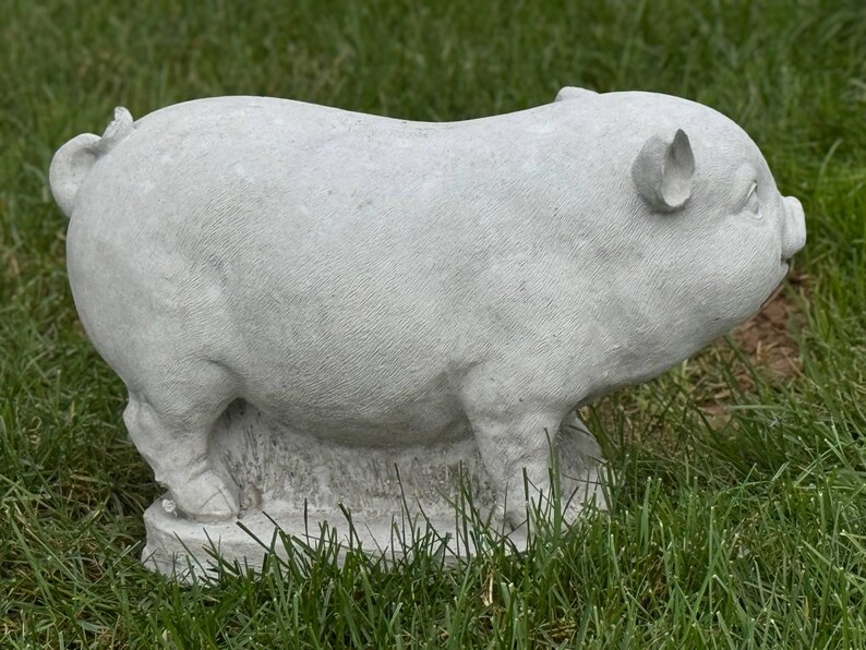 Pig Garden Figure 9 In, Standing Pig Statue, Cement Piggy Outdoor ...