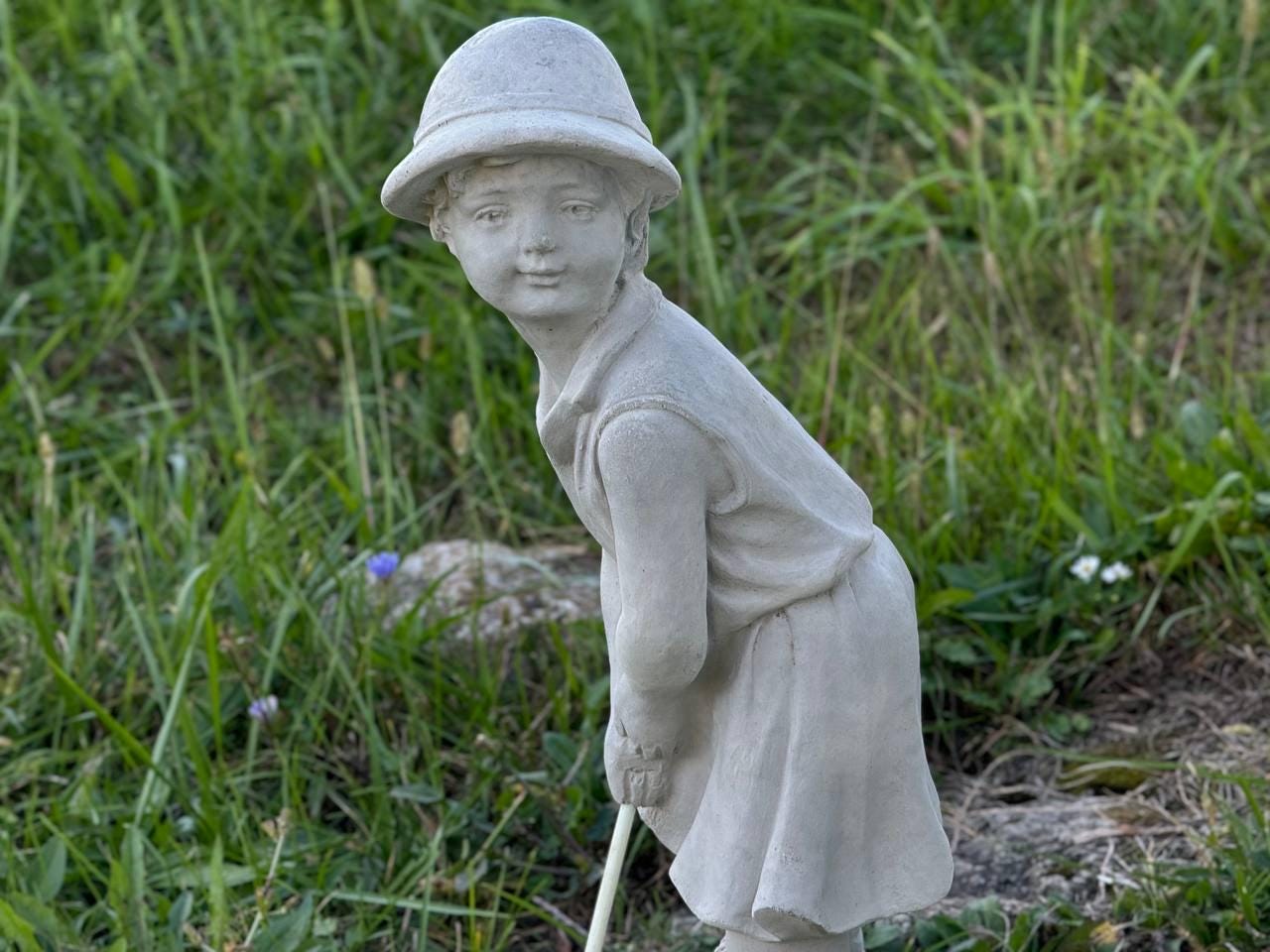 Golf Girl Statue 18 In, Concrete Golf Player Sculpture, Garden Golf ...