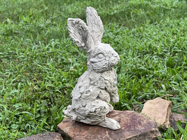 Garden Rabbit 15 In, Concrete Bunny Statue, Outdoor Animal Decoration ...