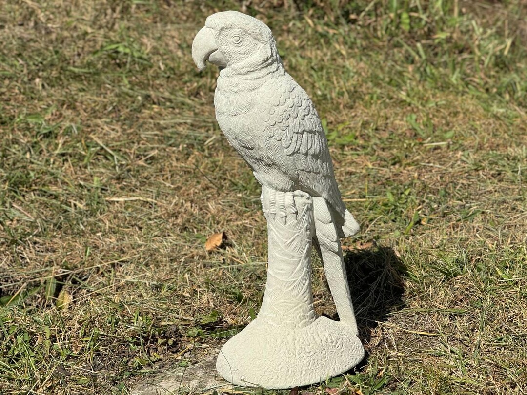 Parrot Sculpture 18 In, Home Bird Statue, Parrot Concrete Memorial ...