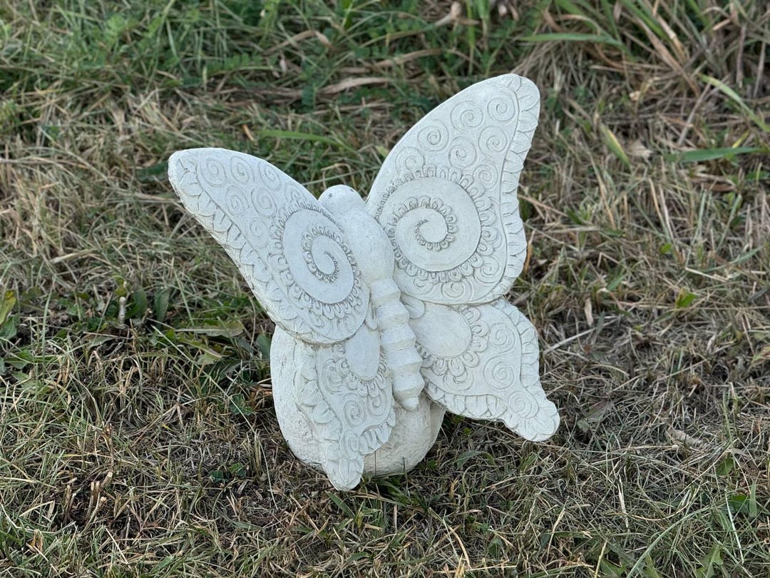 Concrete Butterfly 10 In, Garden Stone Statue, Porch Butterfly ...