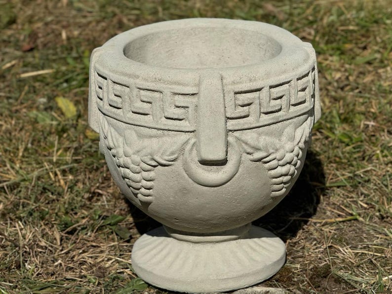 Flowers Pot Porch Statue 10 In, Outdoor Planter With Grapes, Garden ...