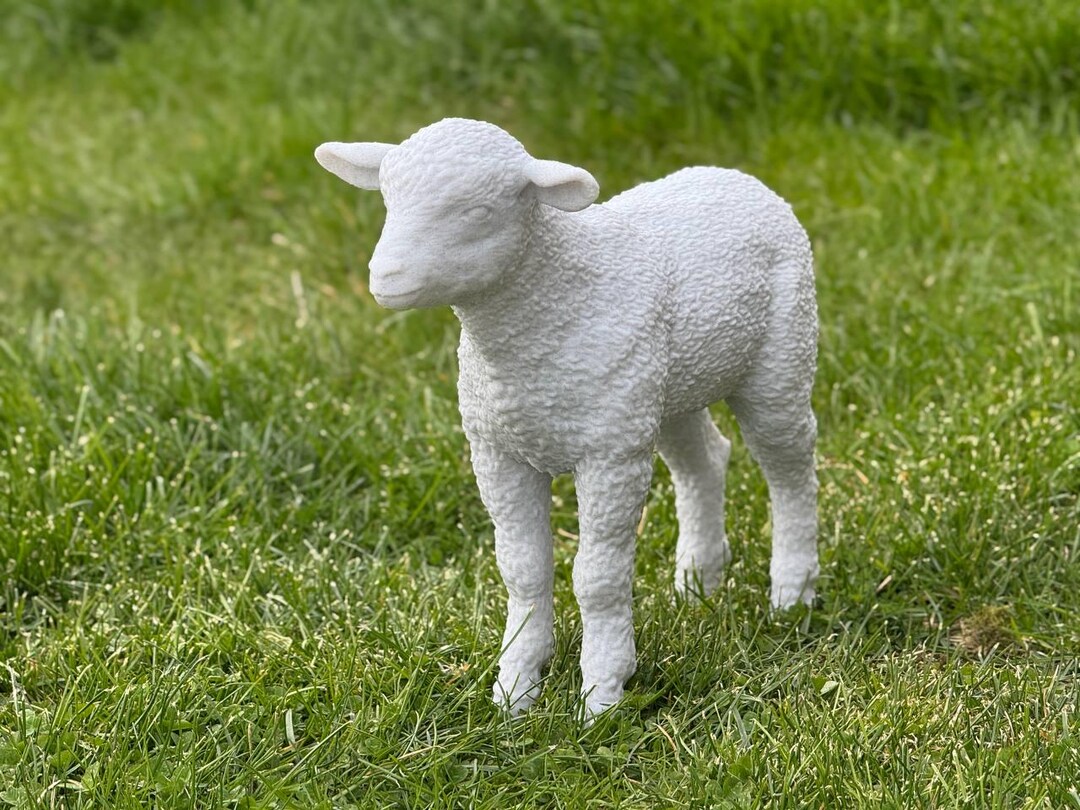 Lamb Garden Statue Hand-painted Durable Plastic Outdoor Sheep Figure ...
