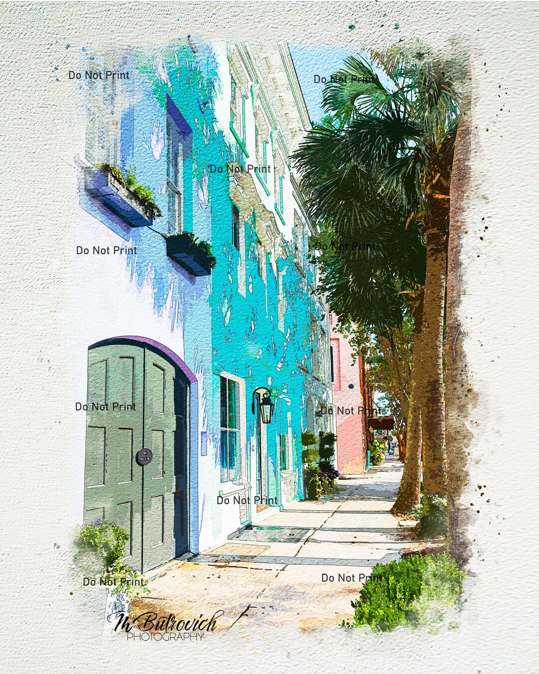 Rainbow Row Watercolor Print charleston, South Carolina - Etsy