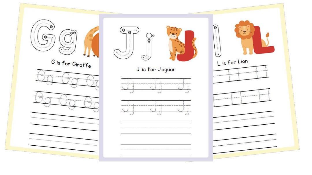 Animal Alphabet Tracing Cards: A-Z Handwriting Practice (printable PDF ...