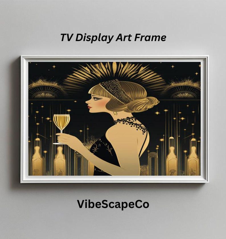 Glamorous 1920s Flapper With Champagne - Vintage New Year's Eve Art - Etsy