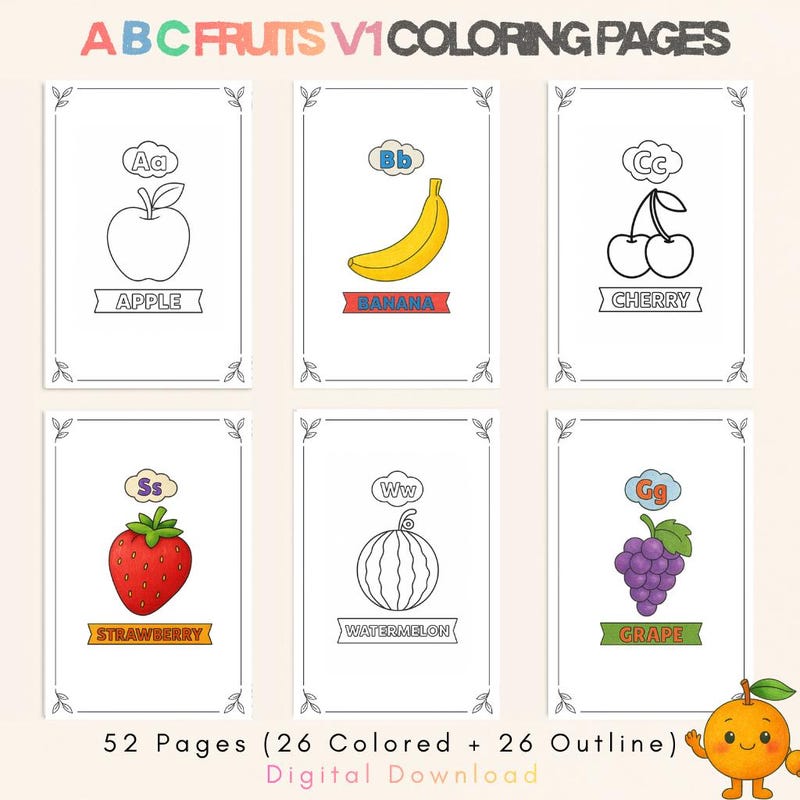 Kids Fruit Alphabet - Etsy