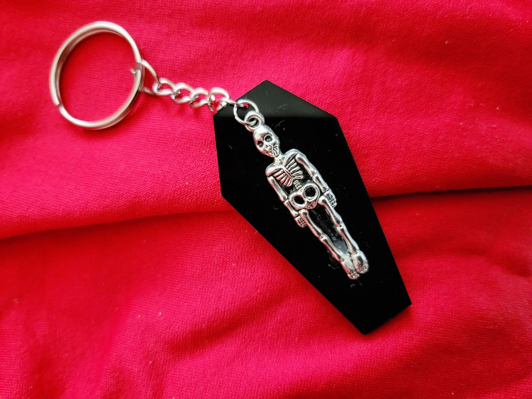 Skeleton Coffin Keychain, Goth Skull Accessory for Bag, Lightweight ...