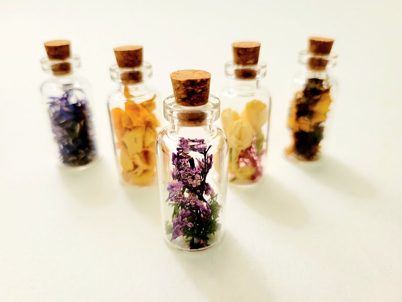 3pc Dried Flower Jars Set, Botanical Floral Terrarium Decor, Mini ...
