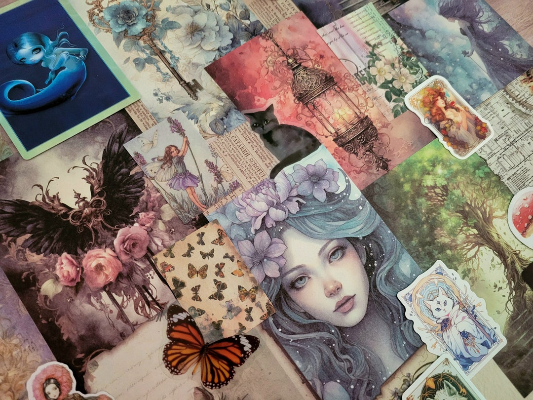Fairycore Scrapbook Papers Stickers Bundle, 28-60pc Cottagecore Set ...
